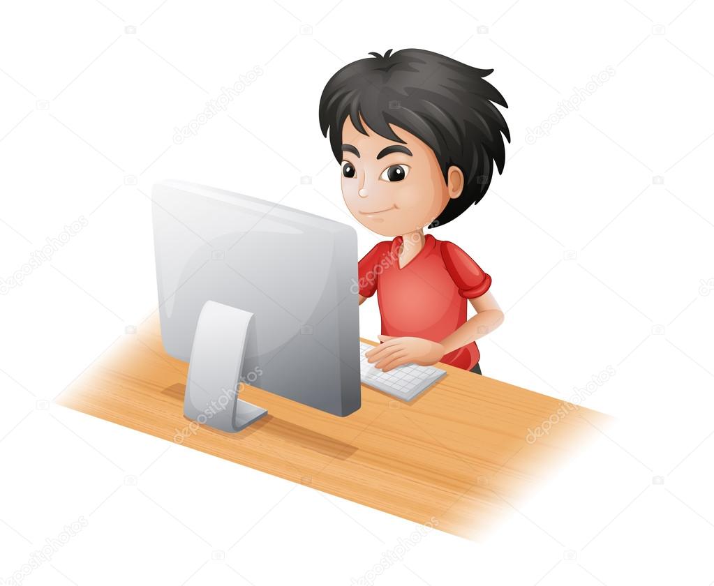 A young boy using the computer Stock Vector Image by ©interactimages ...
