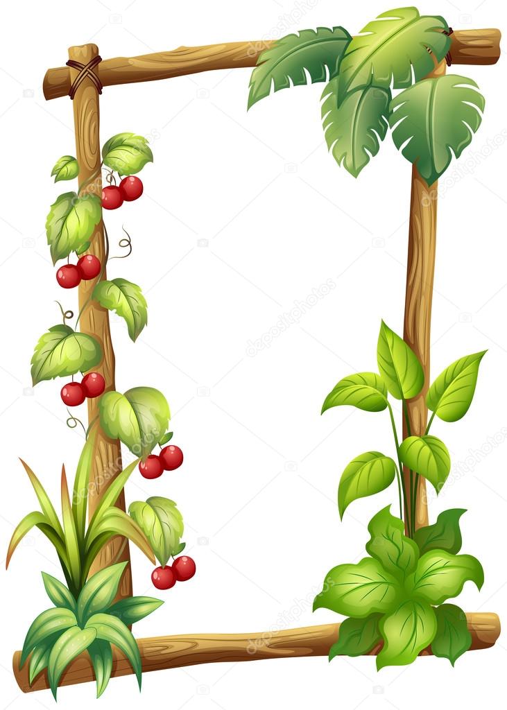 A frame made of wood with vine plants Stock Vector by ©interactimages ...