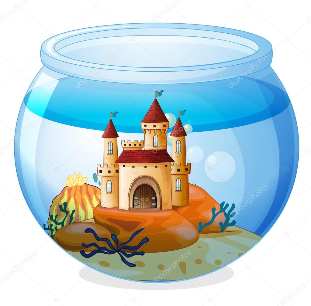 Un castillo dentro de una pecera — Vector de stock © interactimages ...