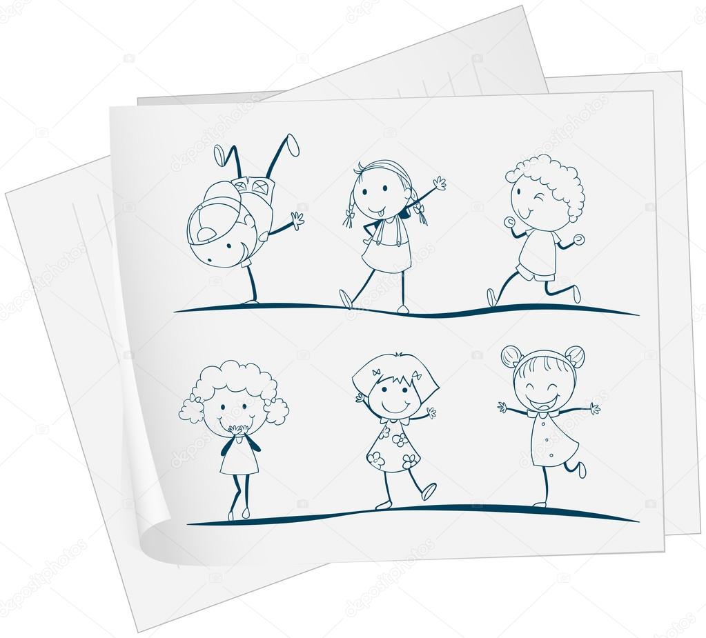 A paper with a drawing of kids dancing Stock Vector by ©interactimages ...