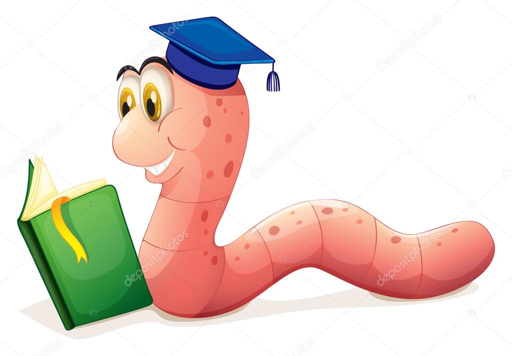 A worm reading wearing a graduation cap Stock Vector Image by ...