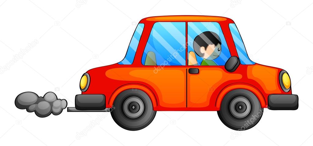 Un coche naranja emitiendo un humo oscuro Vector de stock #26828509 de ...