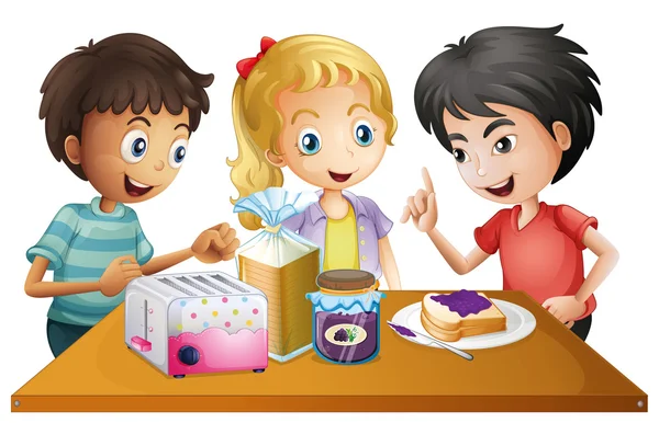 Kids Eating Snack Clip Art