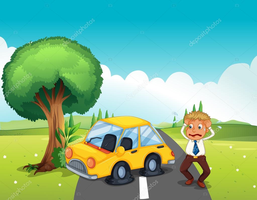 A car bumping the tree at the road Stock Vector Image by ...