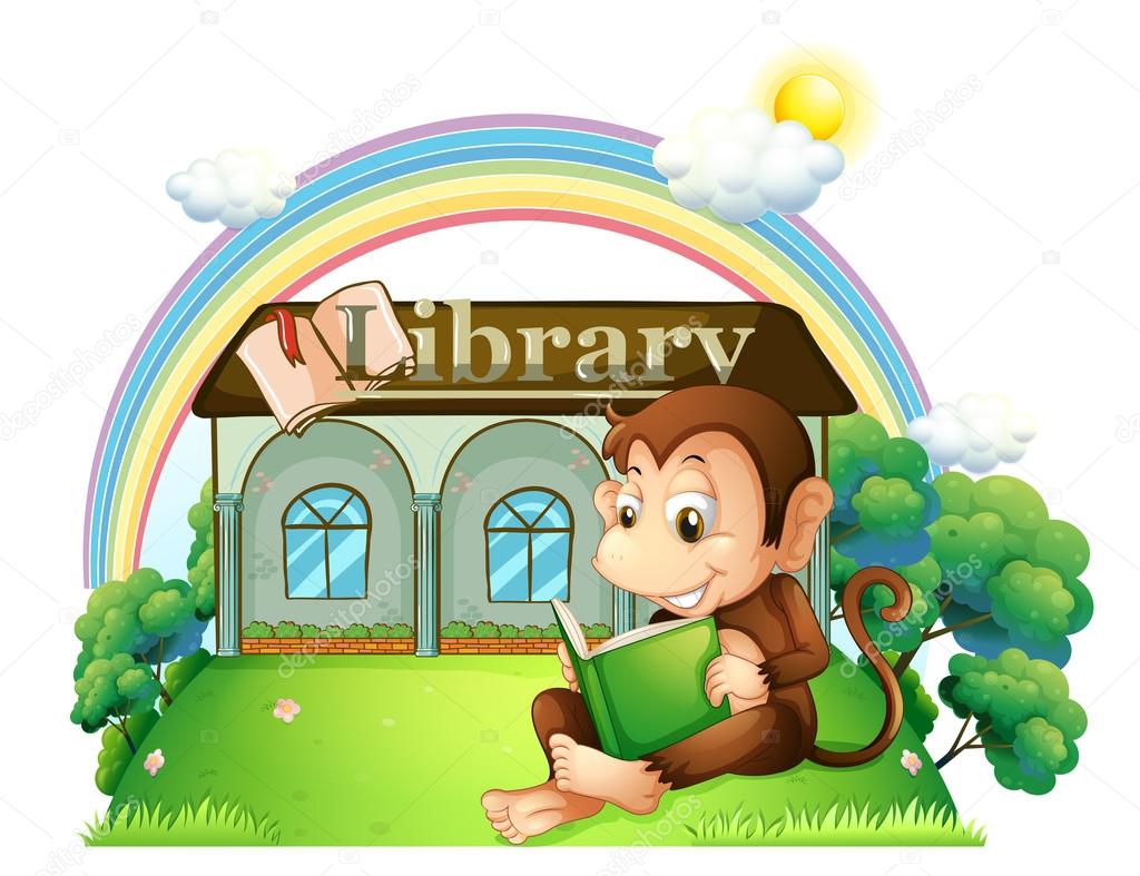 Monkey Reading A Book Clipart