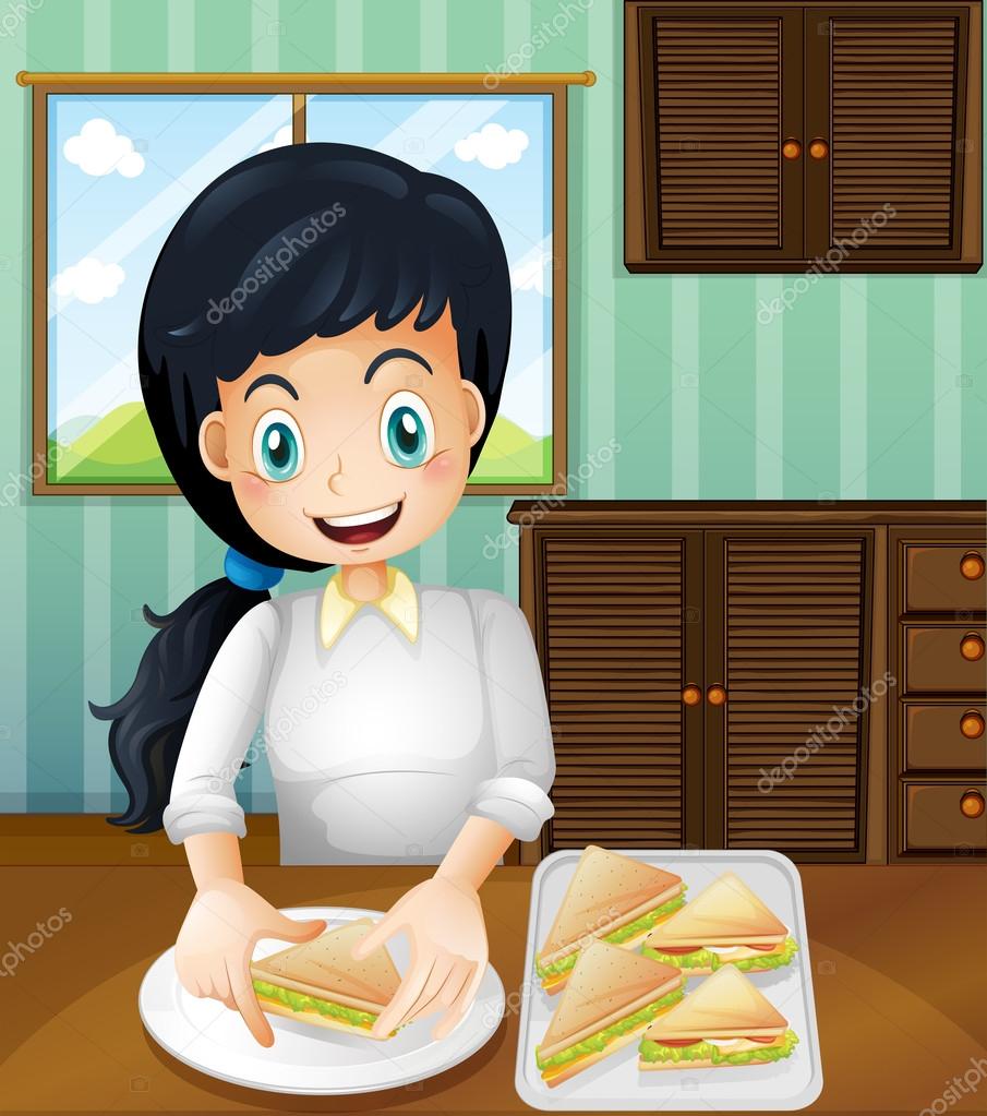 A lady preparing sandwiches Stock Vector Image by ©interactimages #29865413