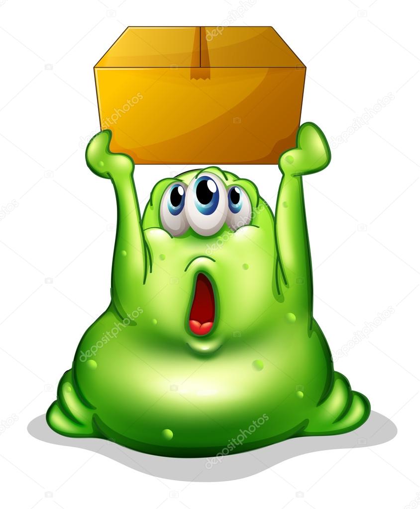 A green monster carrying a box Stock Vector by ©interactimages 30285533