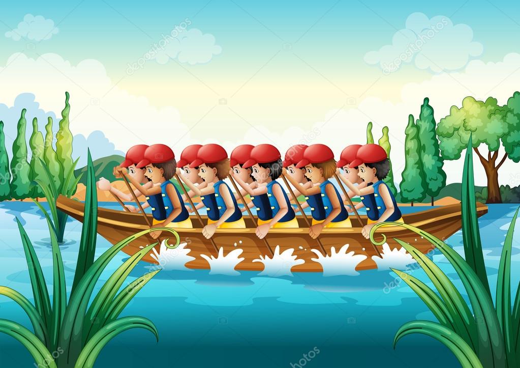 A group of men boating Stock Vector Image by ©interactimages #30988605