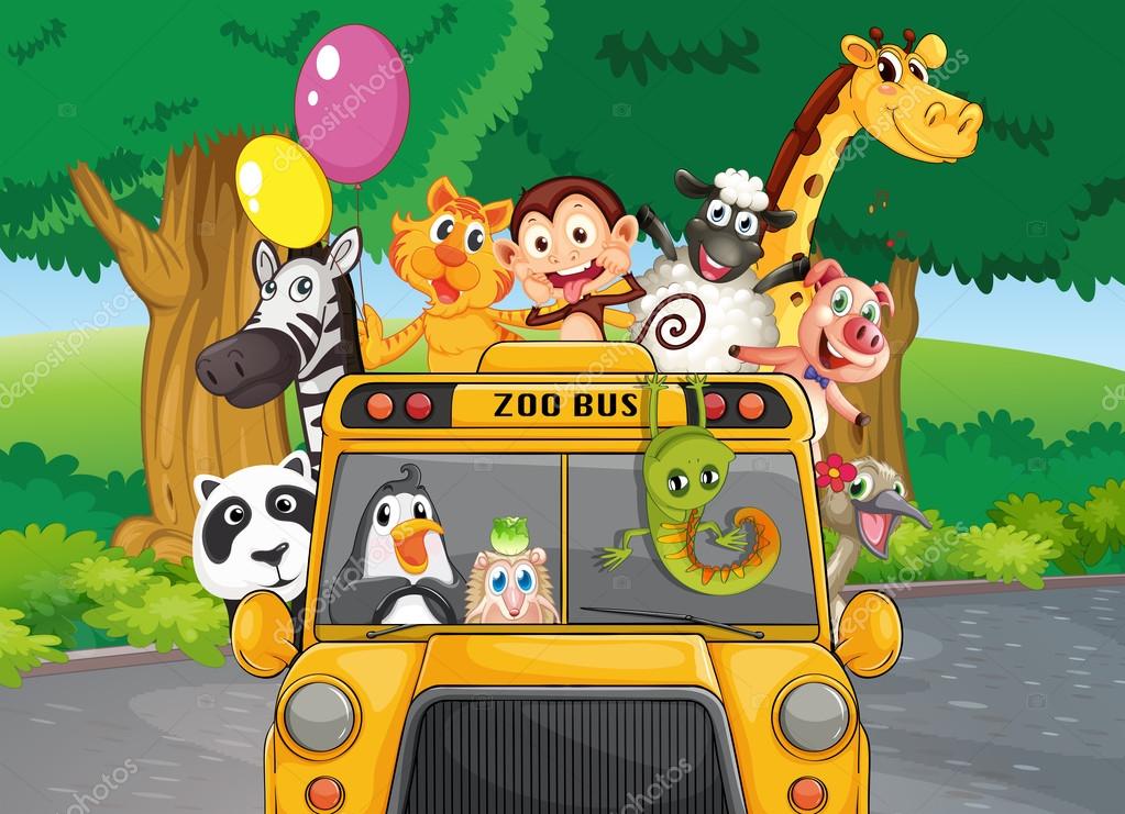 A zoo bus with animals Stock Vector by ©interactimages 35713327