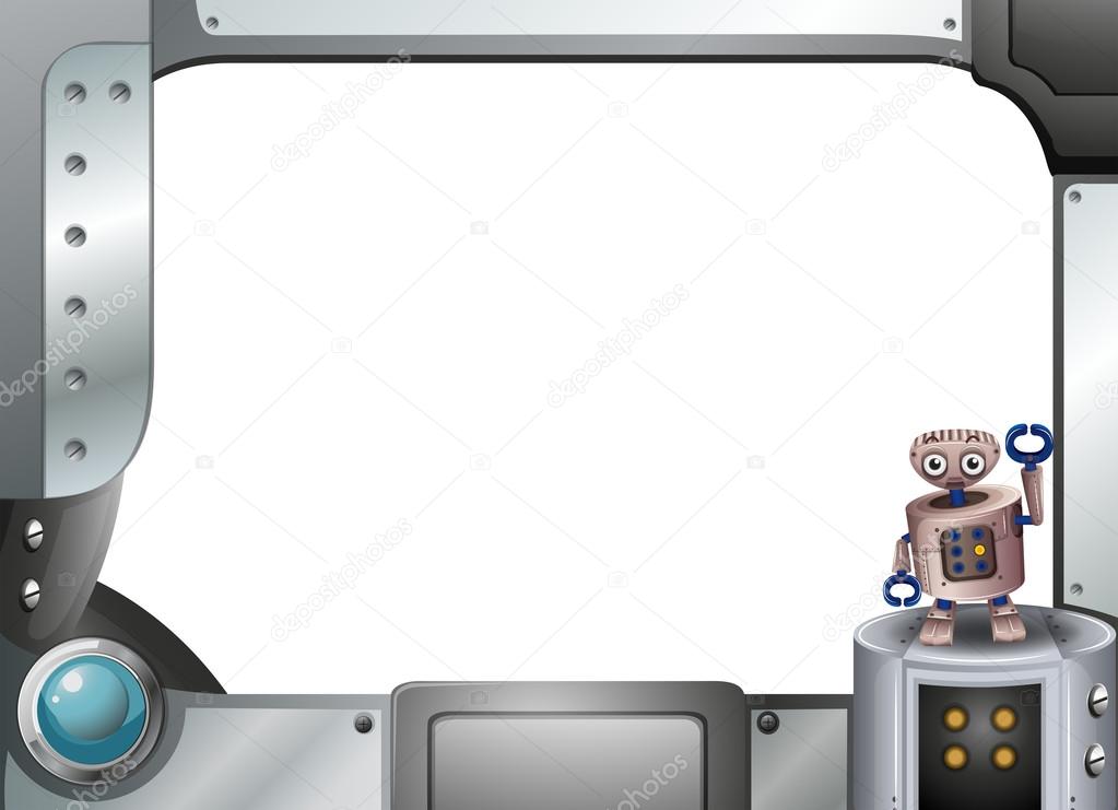 Un marco metálico con un robot de pie vector, gráfico vectorial ...
