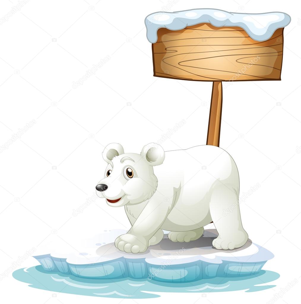 Polar Bear On Iceberg Cartoon Clipart