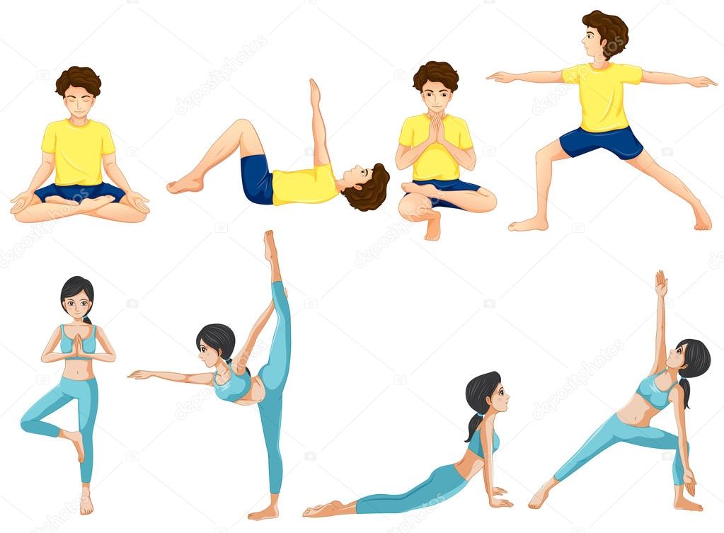 Different yoga poses Stock Vector Image by ©interactimages #43030007
