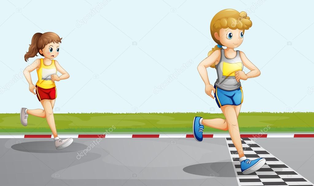 Two girls racing Stock Vector by ©interactimages 43547251
