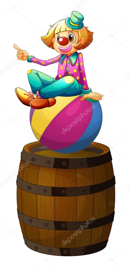 A ball with a clown above the wooden barrel Stock Vector Image by ...