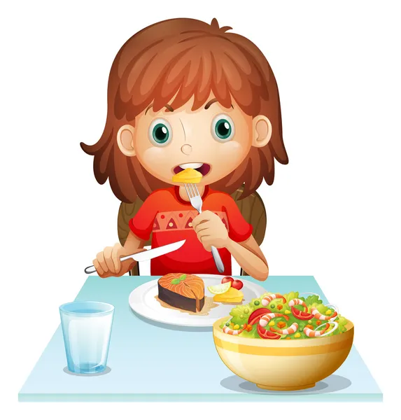 Niña almorzando Imágenes Vectoriales, Gráfico Vectorial de Niña ...