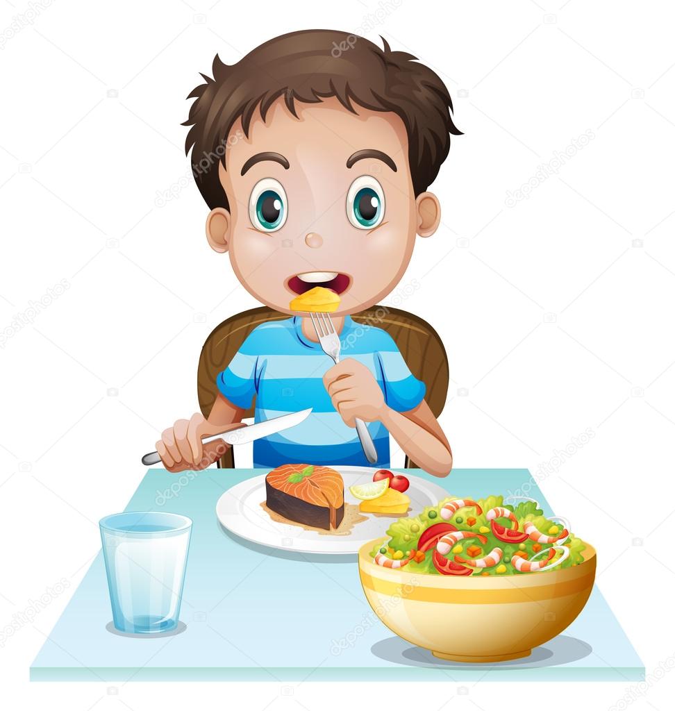 Clipart Boy Eating Breakfast