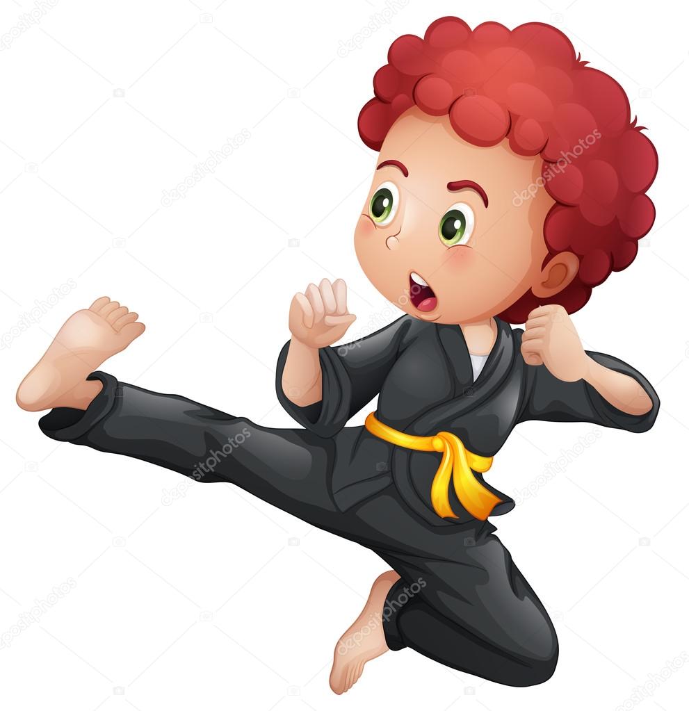 A young boy doing karate Stock Illustration by ©interactimages #47878315
