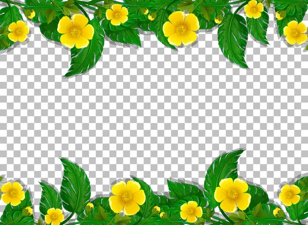 Pink Flower Leaves Frame Template Transparent Background Illustration ...