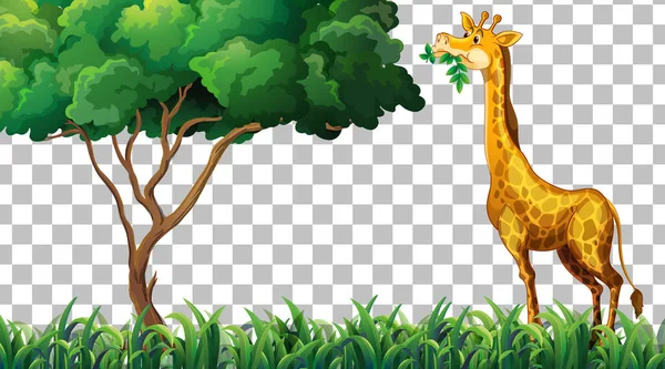 Cartoon Giraffe Eating Tree