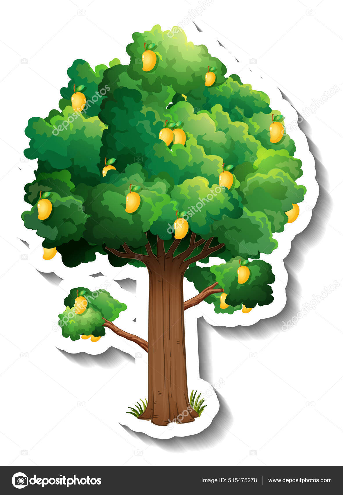 Mango Tree Sticker White Background Illustration Stock Vector by ...