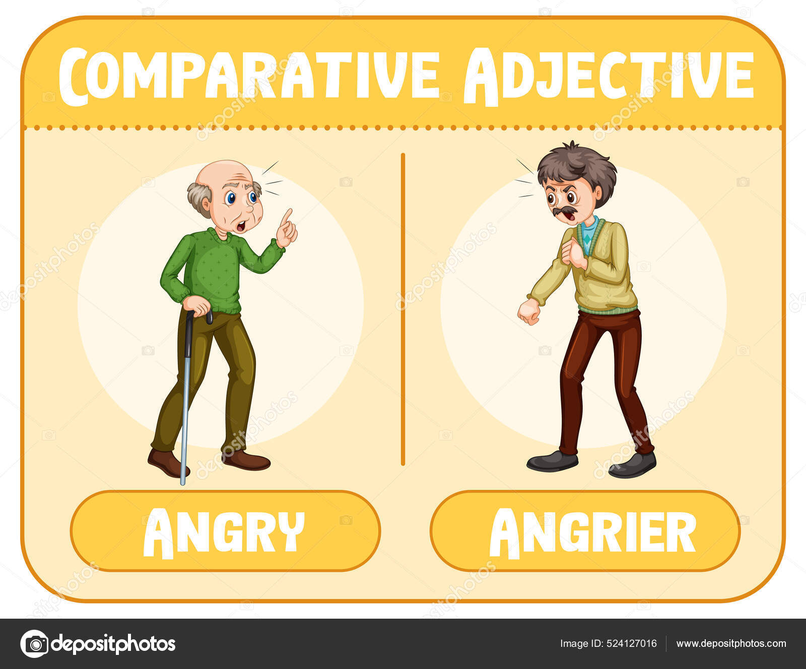 Comparative Adjectives Word Angry Illustration Stock Vector by ...