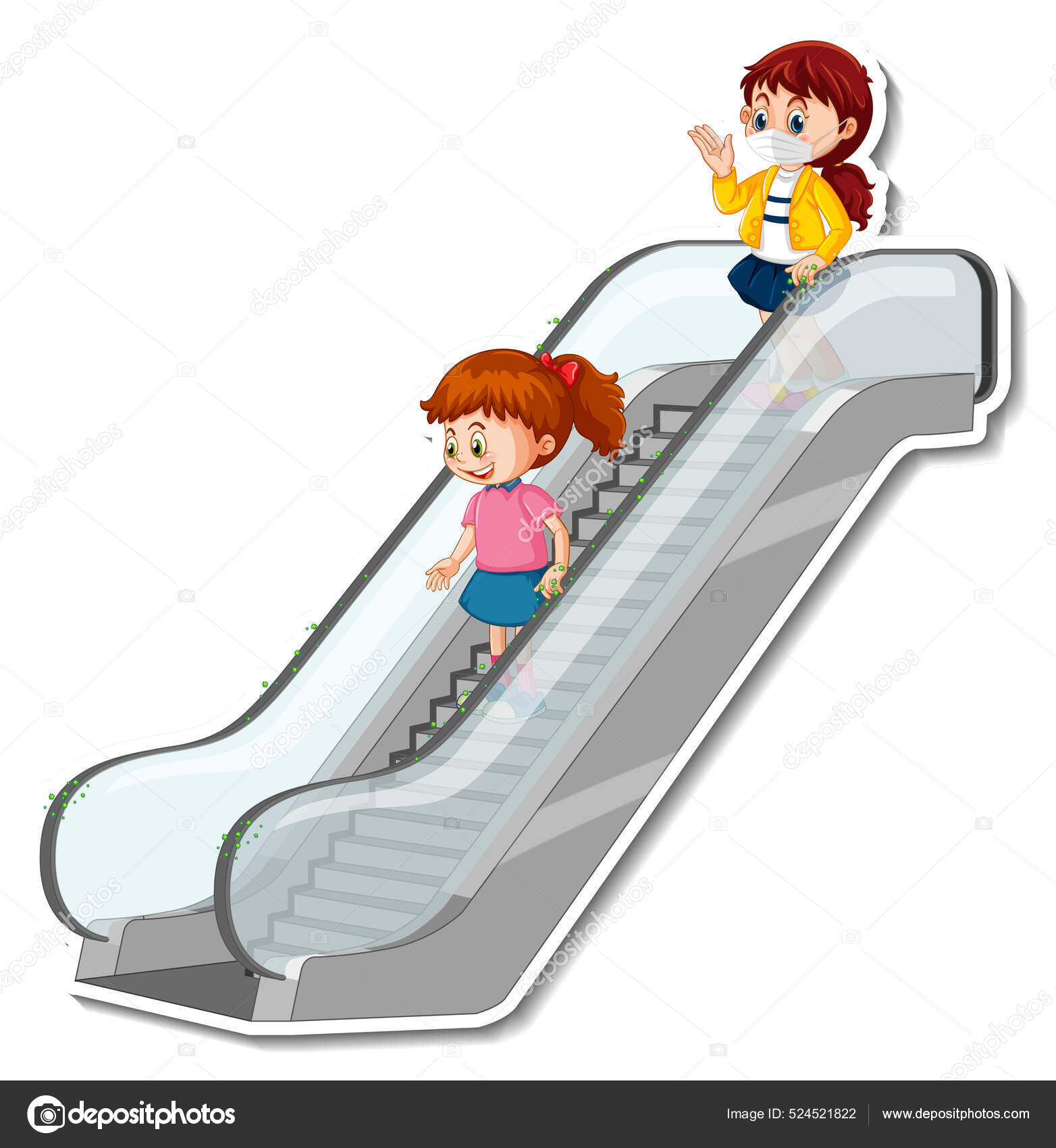 People Escalator Cartoon White Background Illustration Stock Vector ...