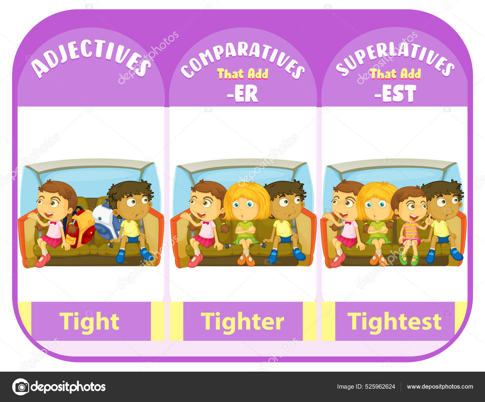 Comparative Superlative Adjectives Word Tight Illustration Stock ... Comparative Superlative Adjectives Word Tight Illustration Stock ...