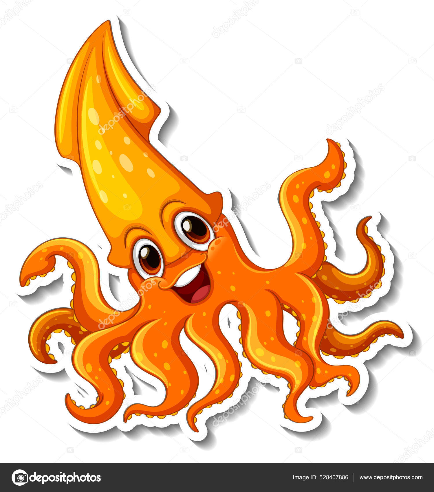 Squid Sea Animal Cartoon Sticker Illustration Stock Vector by ©interactimages 528407886
