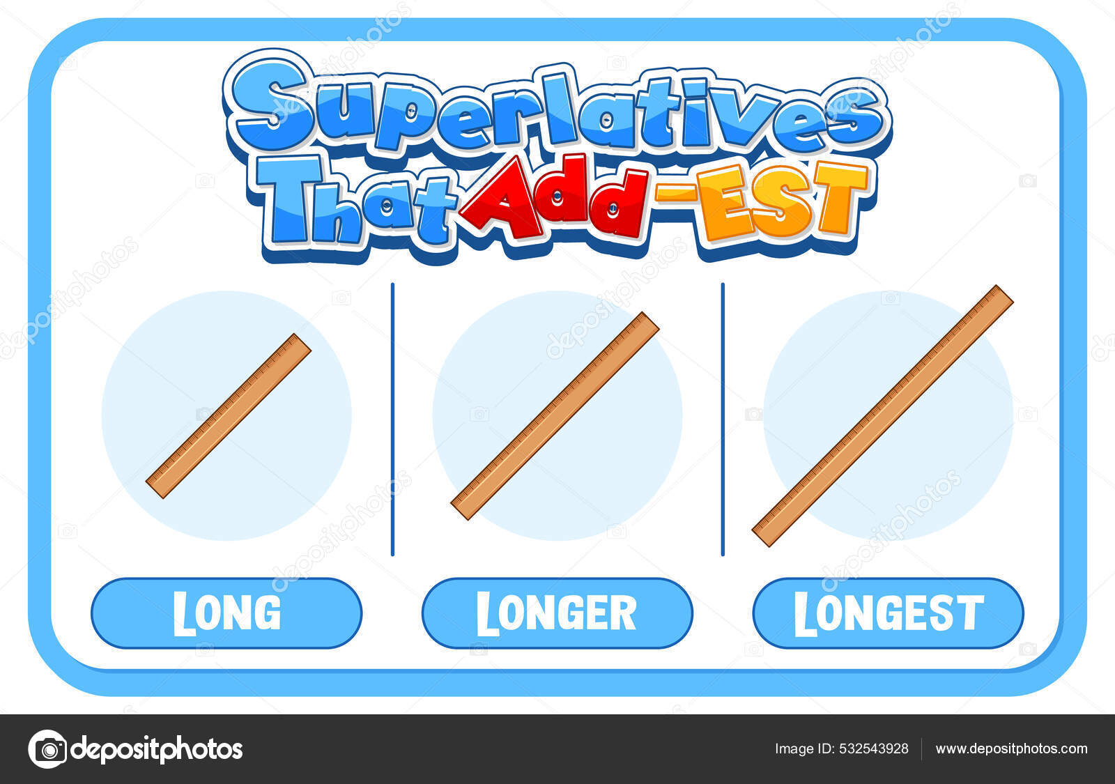 Comparative Superlative Adjectives Word Long Illustration Stock Vector ...