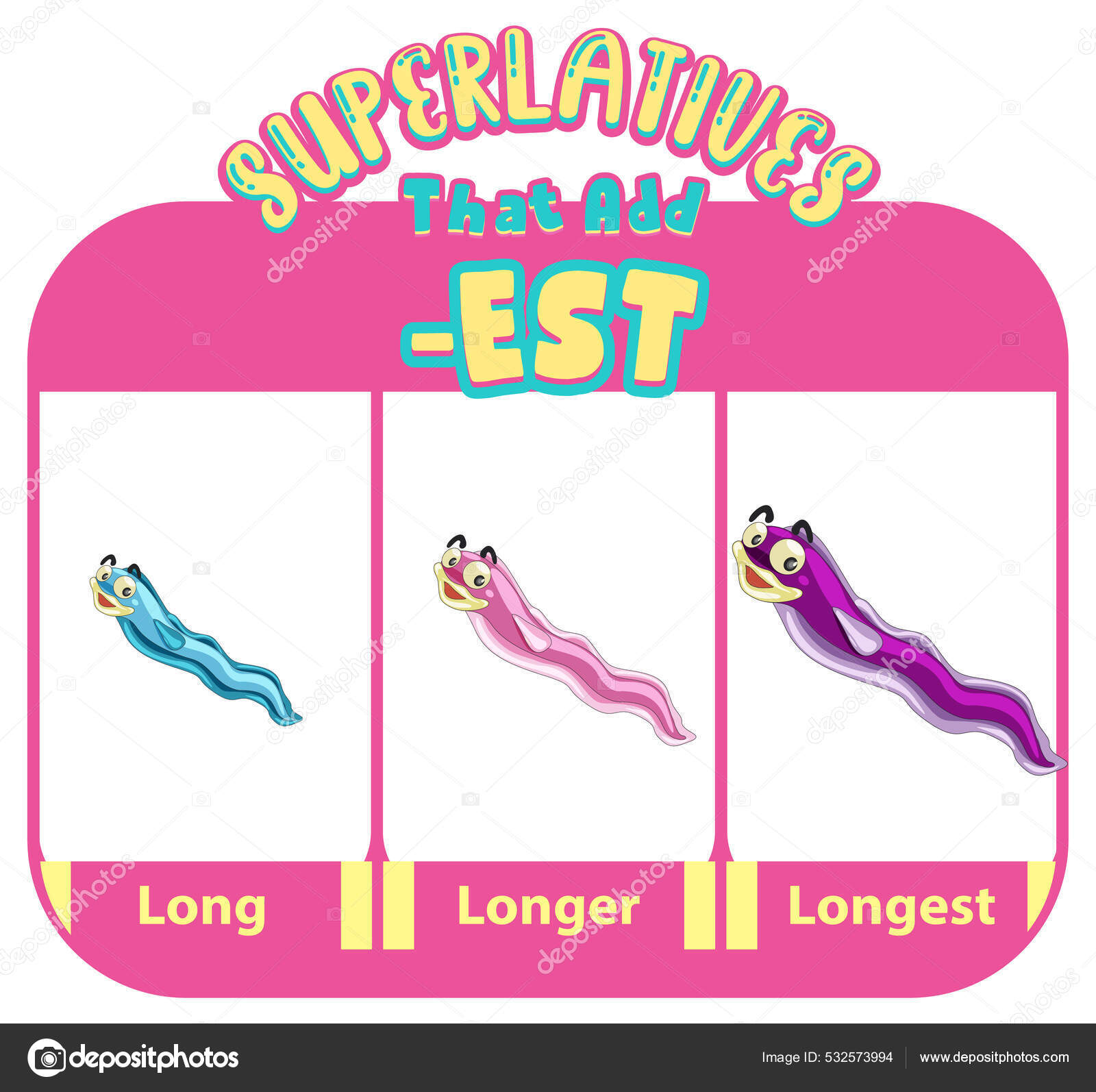 Comparative Superlative Adjectives Word Long Illustration Stock Vector ...