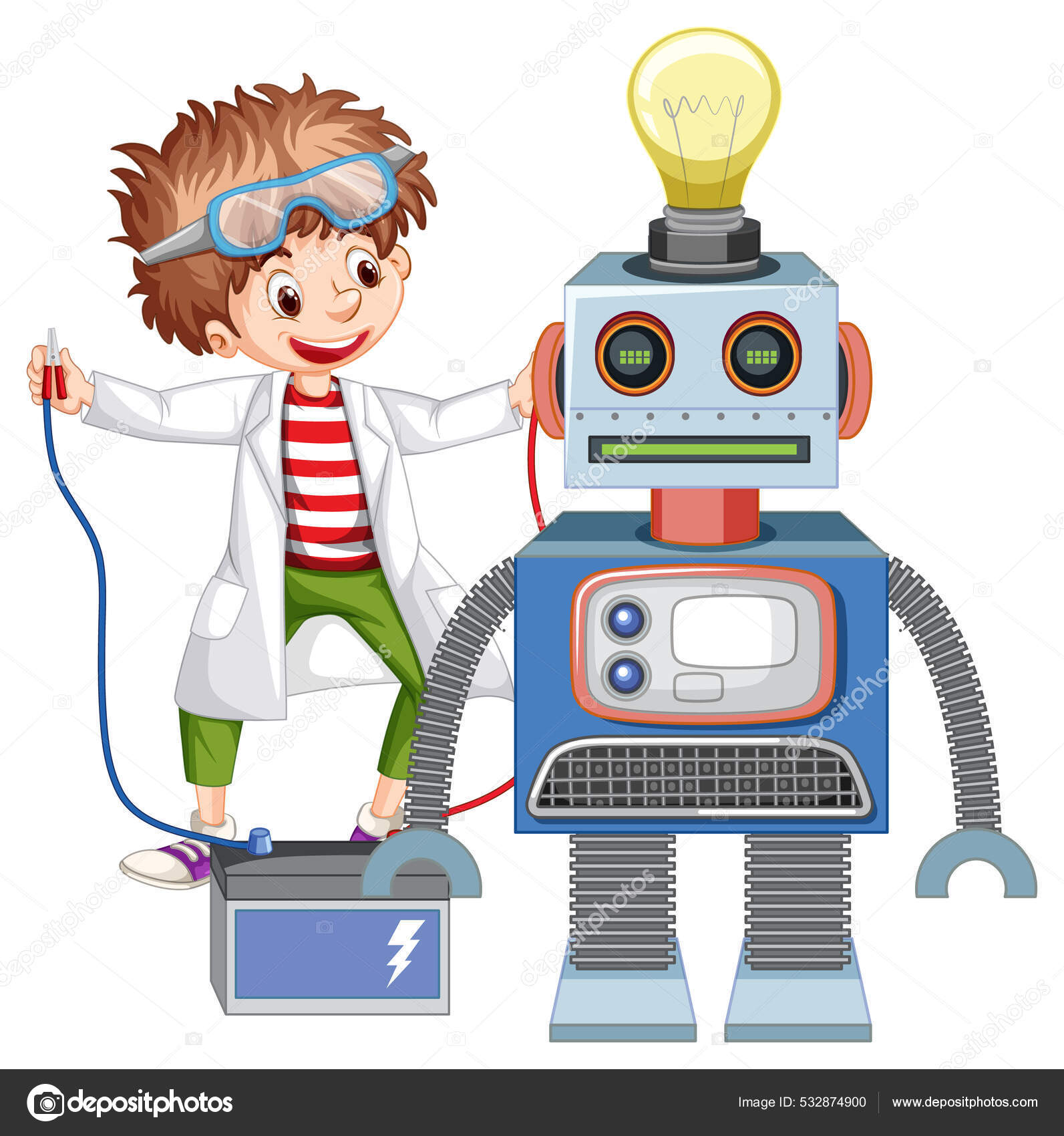 Young Boy Fixing Robot Illustration Stock Illustration by ...