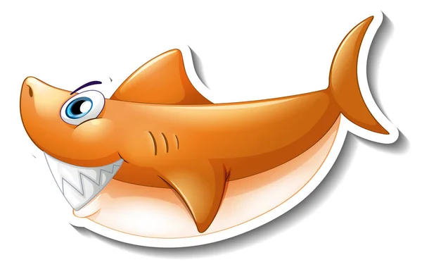 Funny Orange Shark Cartoon Character Sticker Illustration Stock Vector ...
