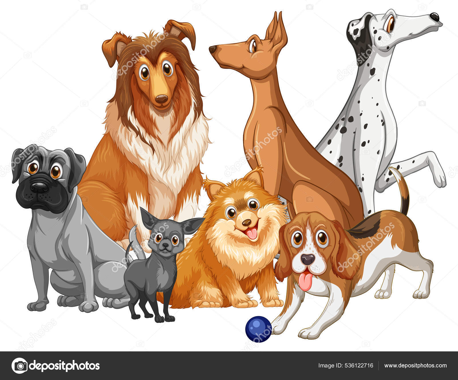 Group Dog Breeds White Background Illustration Stock Vector by ...