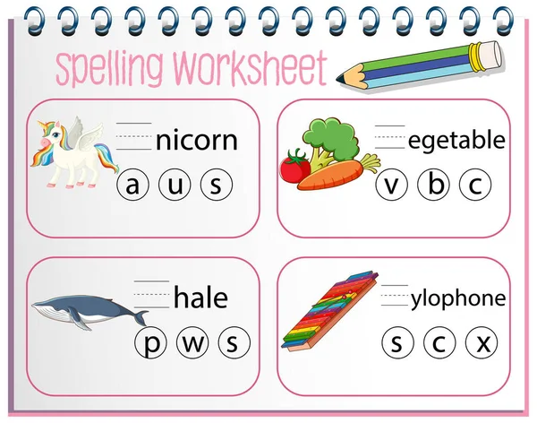 Worksheet Design Spelling Words Illustration Stock Vector by ...
