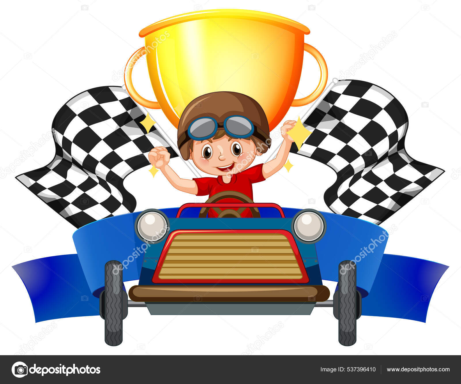 Winner Boy Race Car Trophy Background Illustration Stock Vector by ...