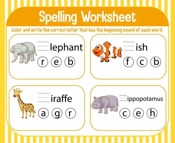 Worksheet Design Spelling Words Illustration Stock Vector by ...