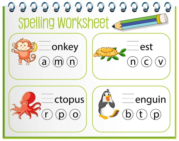 Worksheet Design Spelling Words Illustration Stock Vector by ...