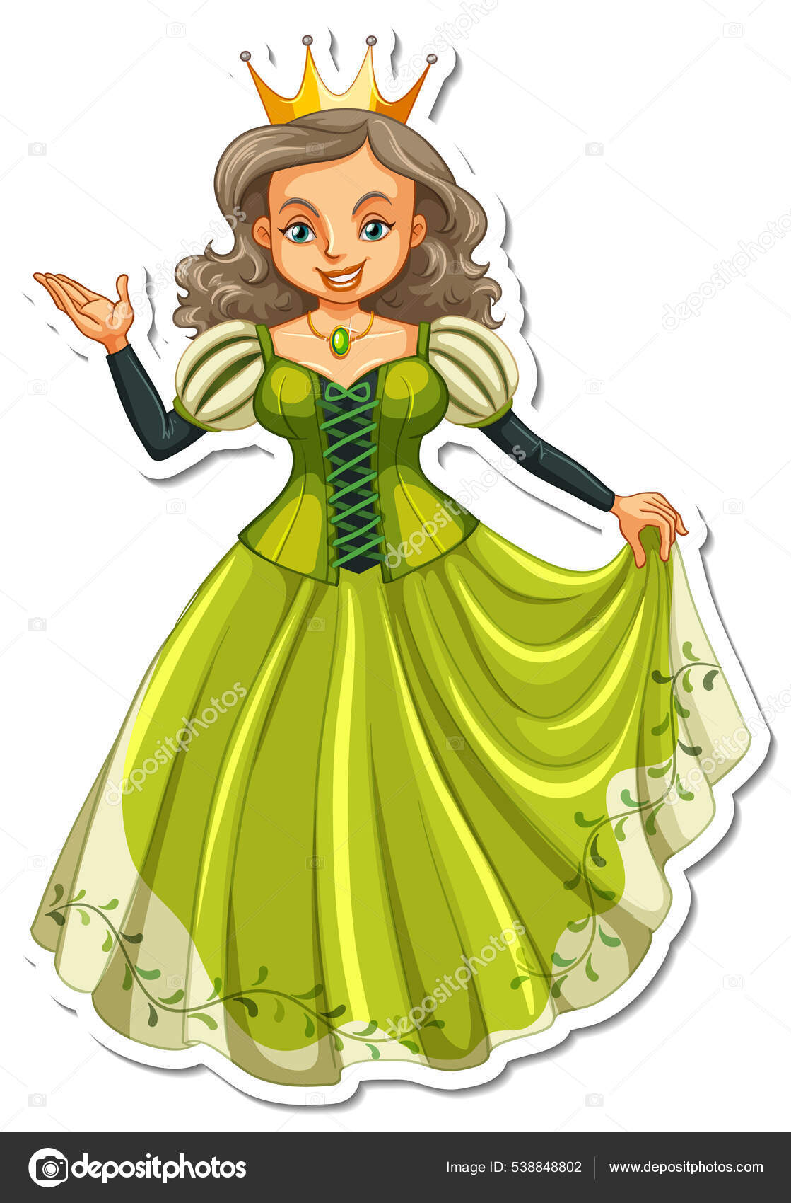 Schöne Königin Cartoon Charakter Aufkleber Illustration - Vektorgrafik ...