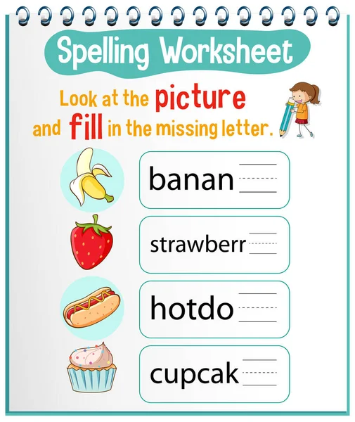 Worksheet Design Spelling Words Illustration Stock Vector by ...