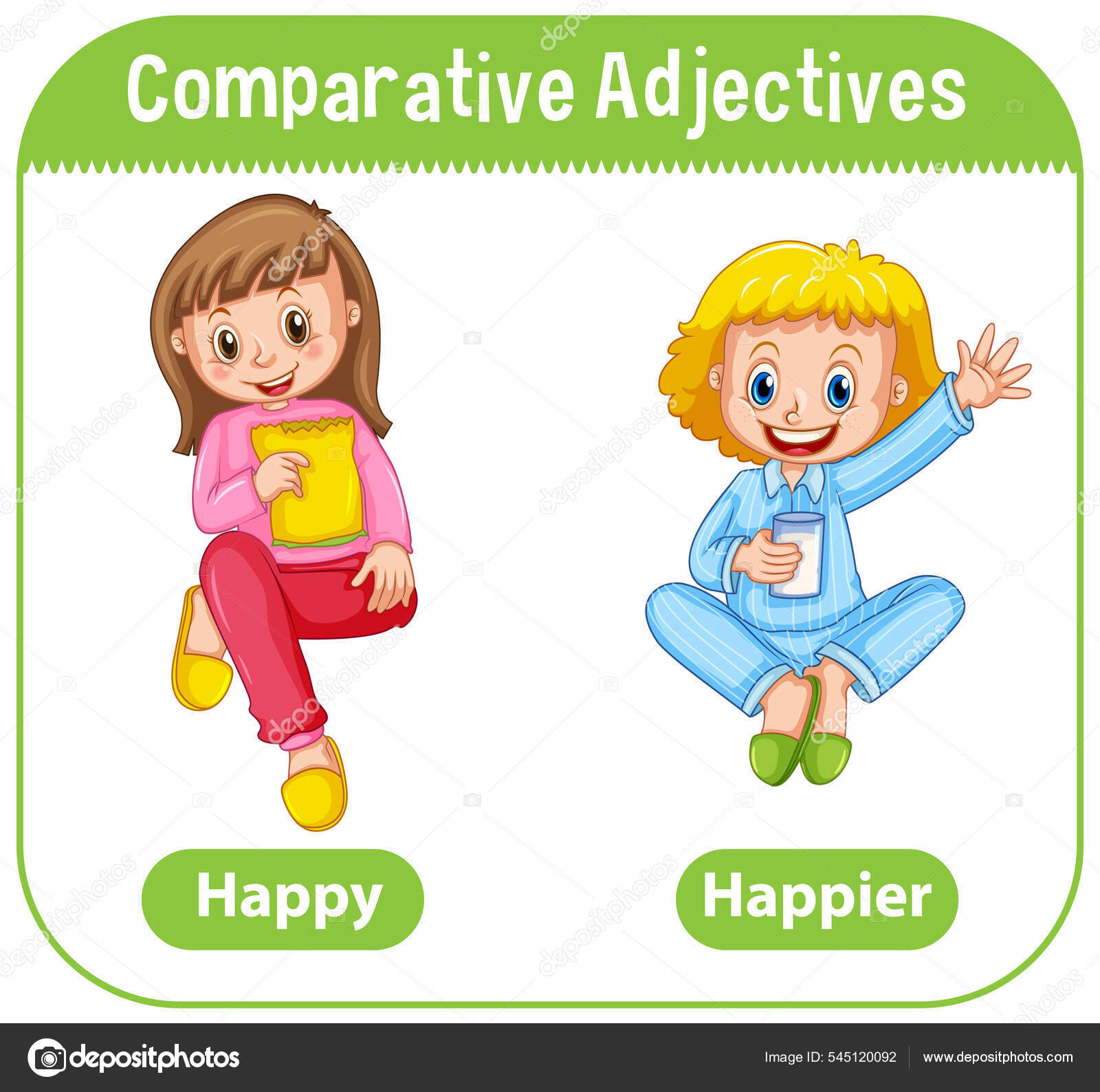 Comparative Adjectives Word Happy Illustration Stock Vector by ...