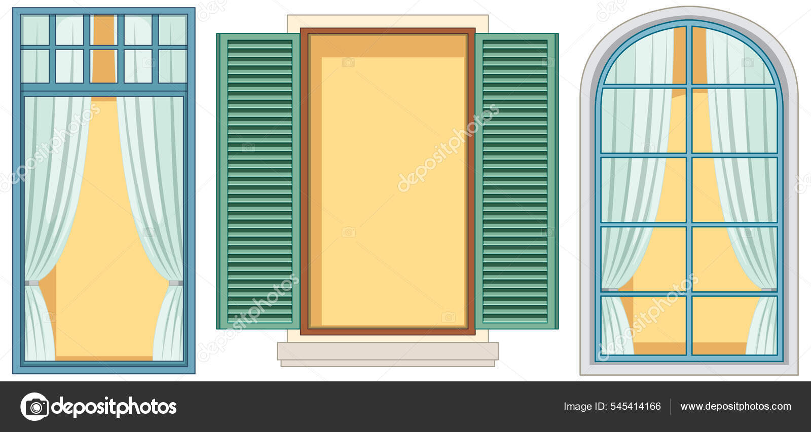 Set Different Windows White Background Illustration Stock Vector by ...