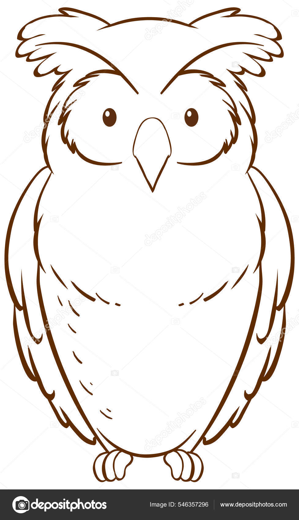 Owl Doodle Simple Style White Background Illustration Stock Vector by ...