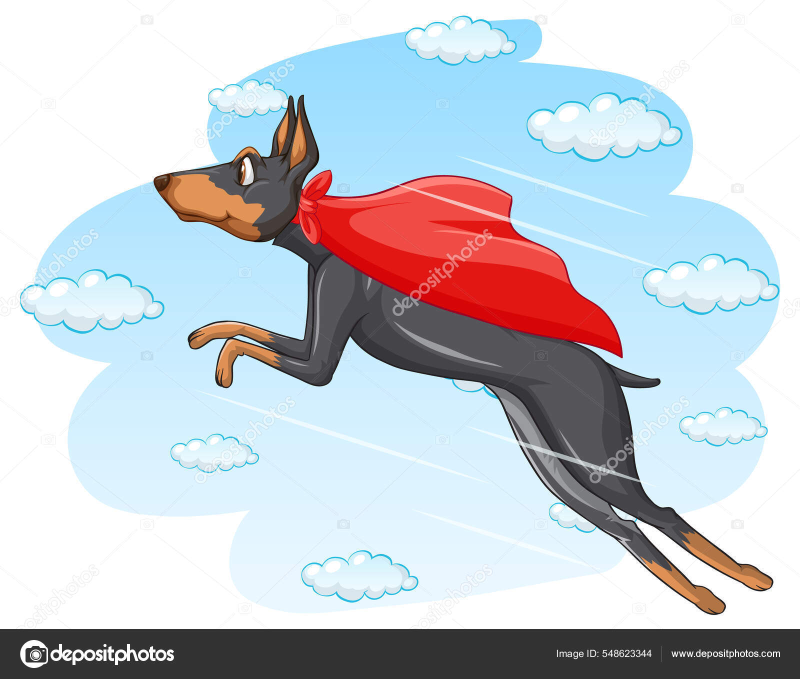 Black Dog Flying Sky Illustration Stock Vector by ©interactimages 548623344