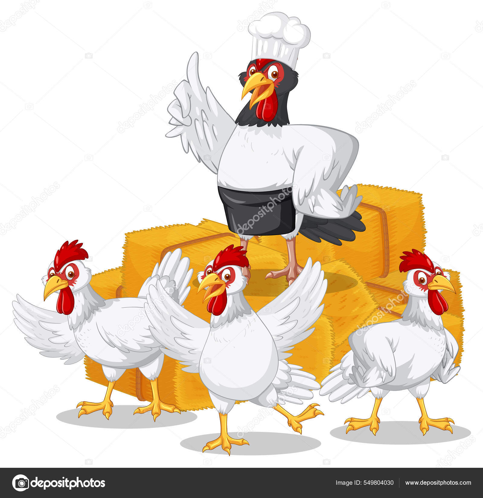 Group Chickens Cartoon Style Illustration Stock Vector by ...