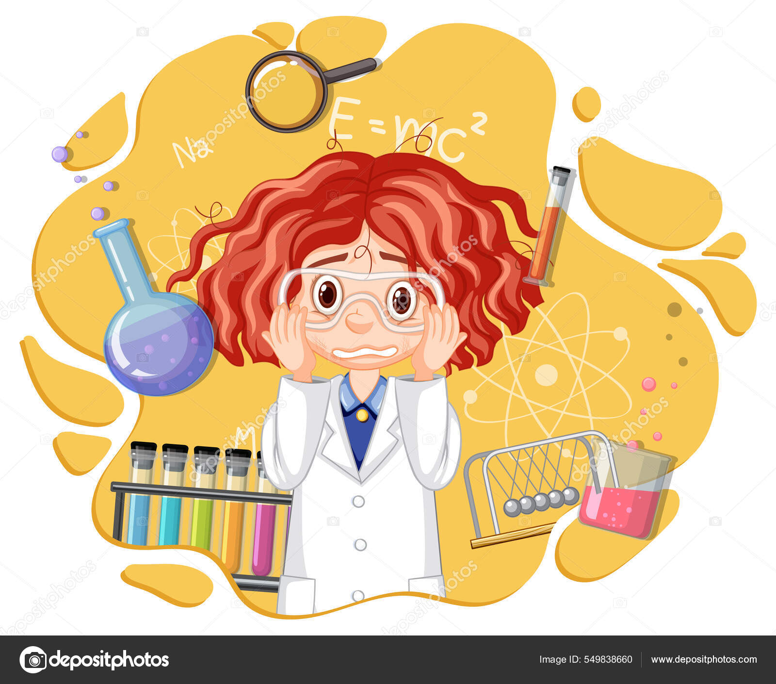Scientist Girl Cartoon Character Laboratory Equipments Illustration ... Scientist Girl Cartoon Character Laboratory Equipments Illustration ...