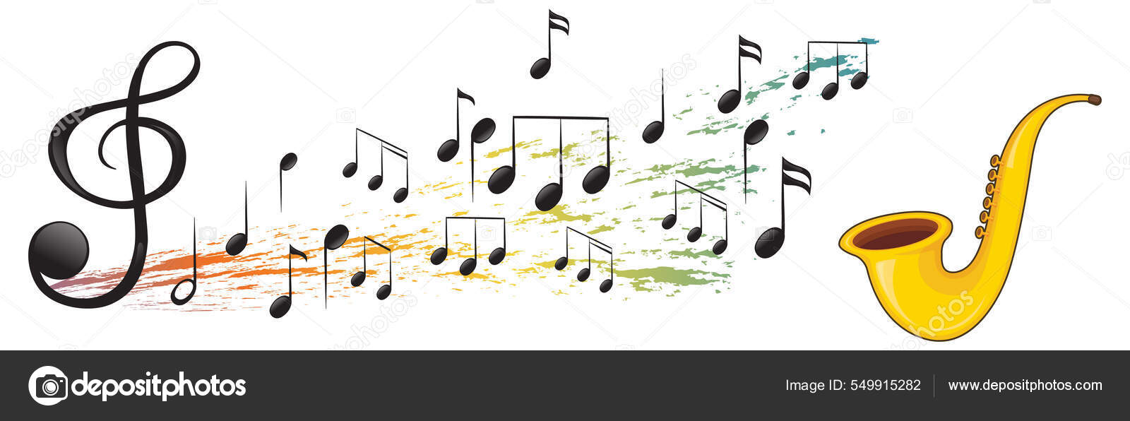 Saxophone Musical Notes White Background Illustration Stock Vector ...