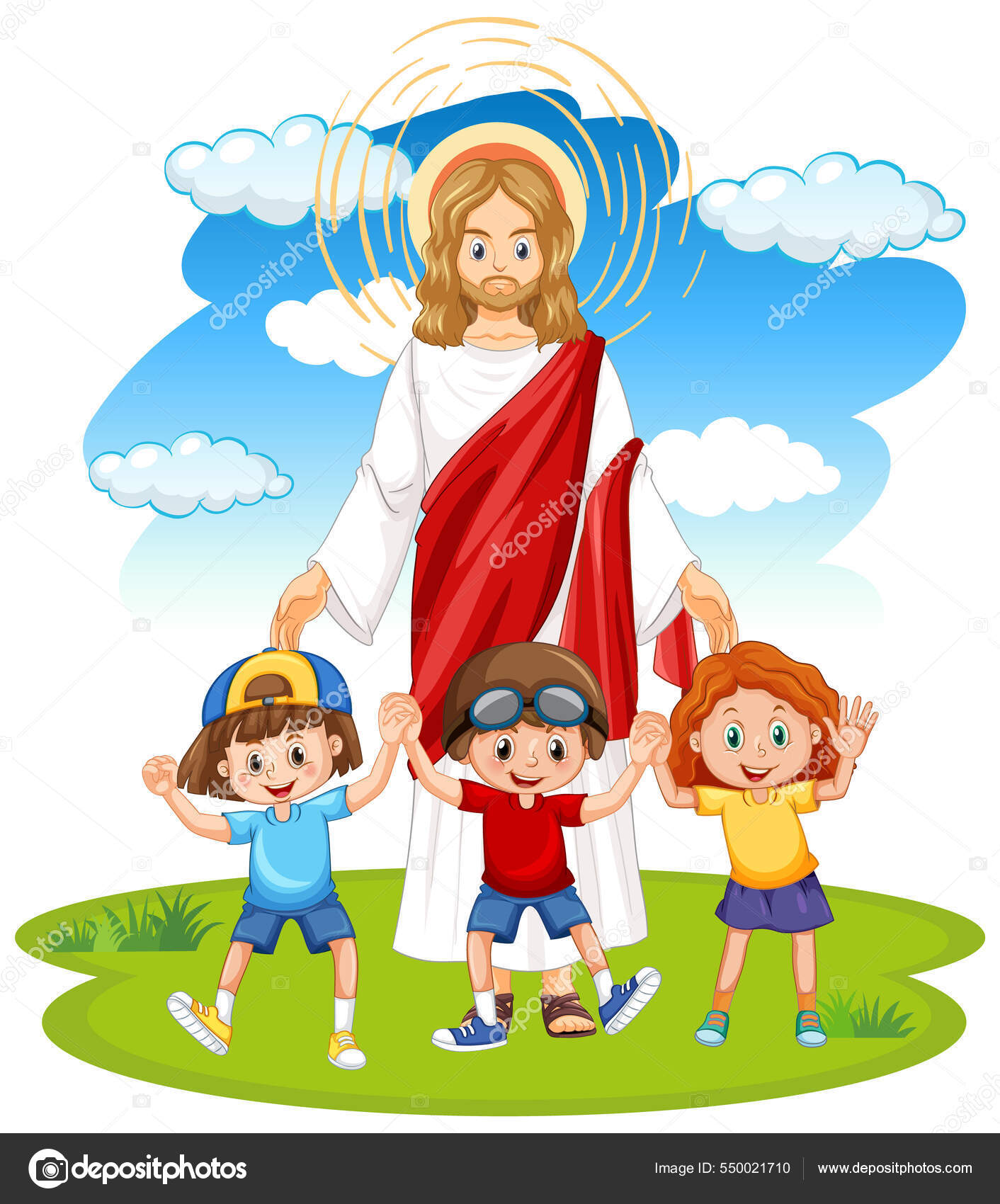 Jesus Children White Background Illustration Stock Vector Image by ...