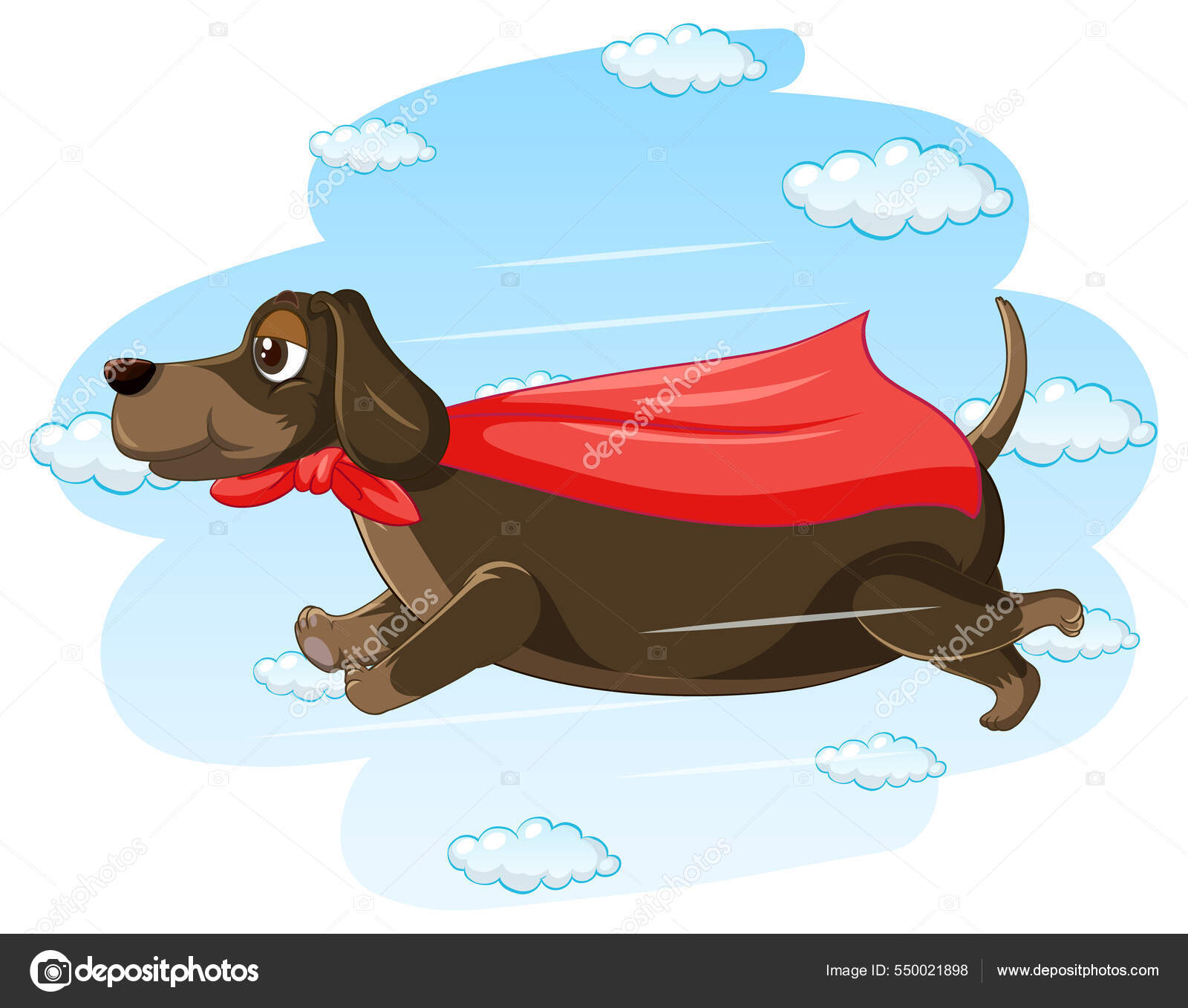 Perro Con Capa Roja Volando Cielo Ilustración Vector de stock ...
