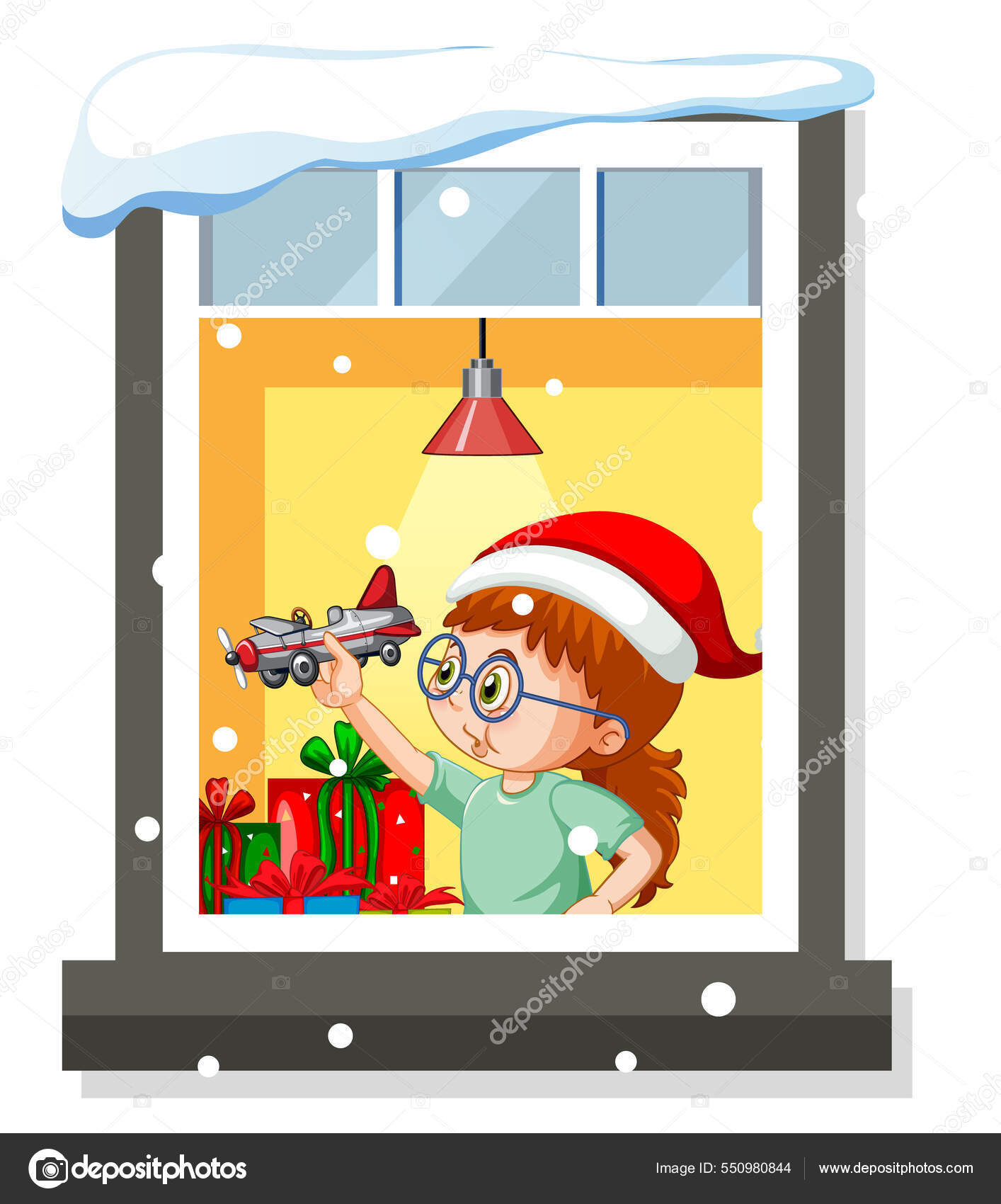 View Window Cartoon Character Christmas Theme Illustration Stock ...