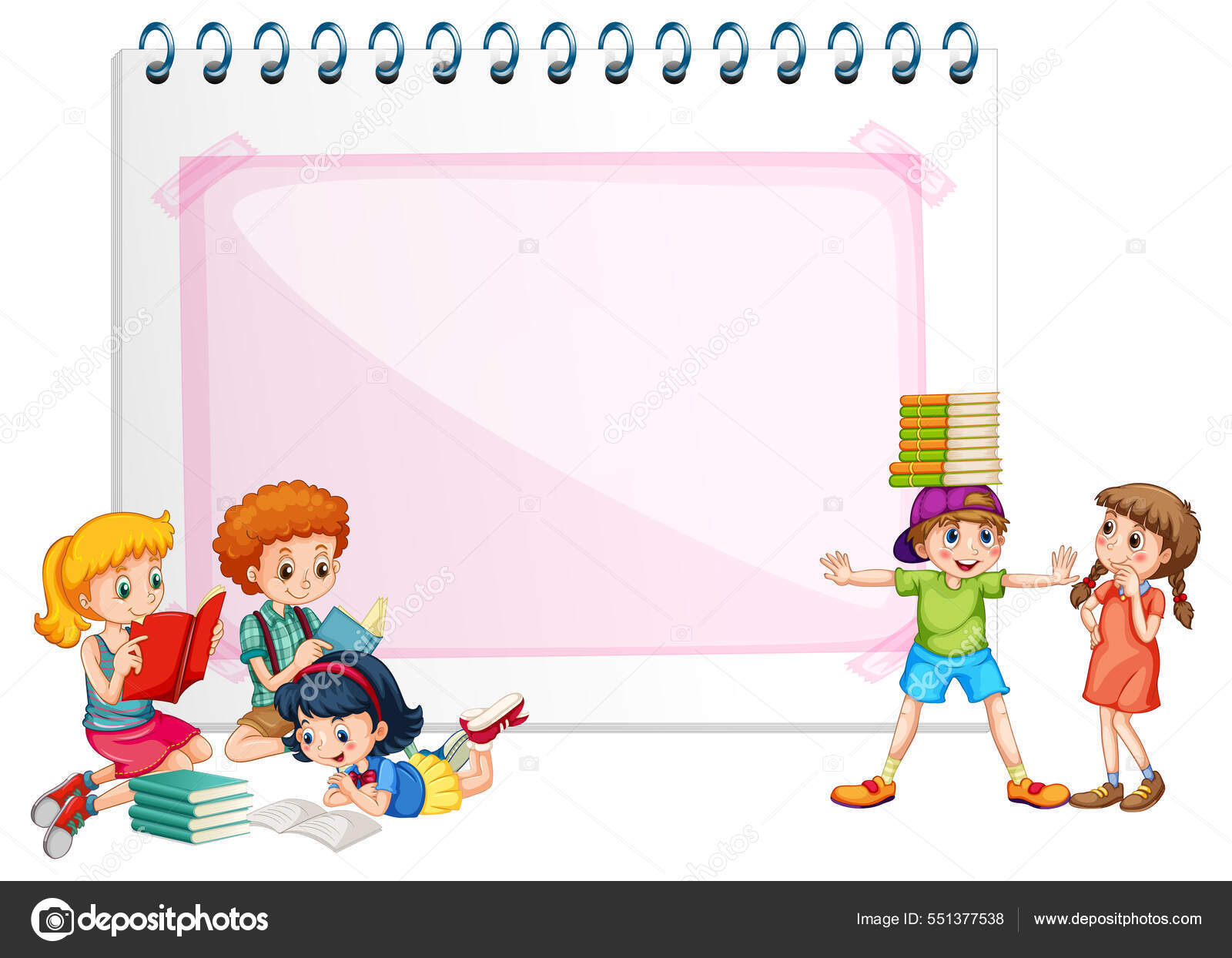 Bingkai Halaman Catatan Kosong Dengan Ilustrasi Anak Vektor Stok oleh ...